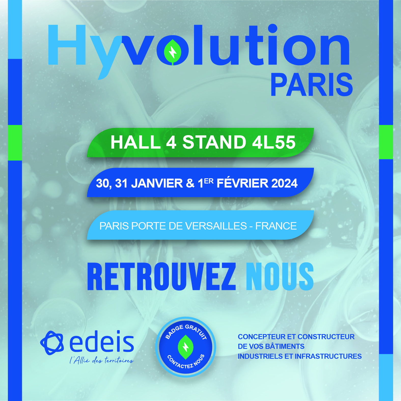 Edeis ingénierie sera présent au Salon HyVolution 2024 à Paris - Edeis